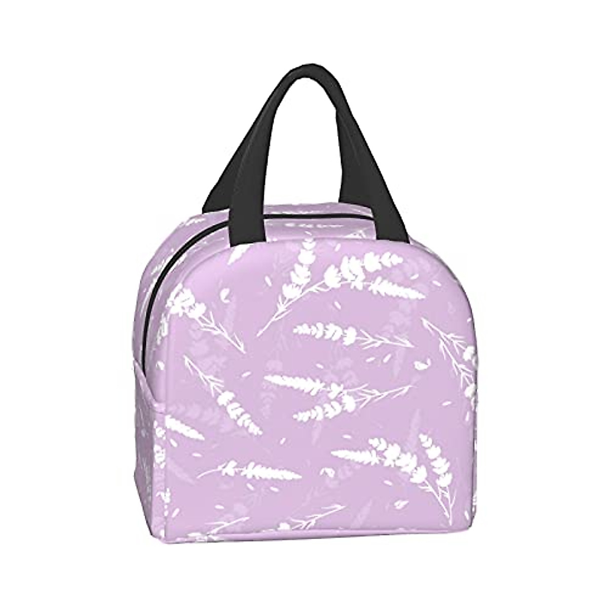 carati Cute Lavender Flowers Light Purple Lunch Box Reusable Lunch Bag Cooler Tote Travel Picnic Insulated Durable Shopping