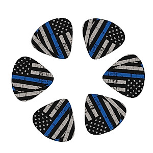 Classic Guitar Picks (12-Pack) for Eectric Guitar, Acoustic Guitar, Mandolin And Bass (One Size, Thin Blue Line Flag)