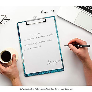 Hongri Clipboard, Fashion Design Letter Size Wooden Clipboards for Students, Women, Man and Kids, Cute Custom Pattern, A4 Standard Size 9" x 12.5" with Low Profile Metal Clip, Teal Marble