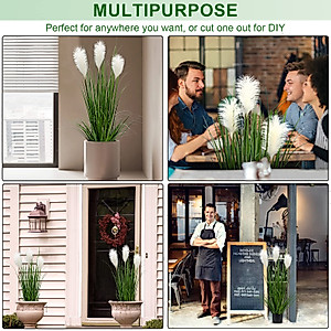 Luxsego Artificial Plants Reed Greenery Flowers, Potted Tall Silk Fake Pampas Grass for Home, Office, Wedding Decor, Faux Plants for Her or Him(46in, White)