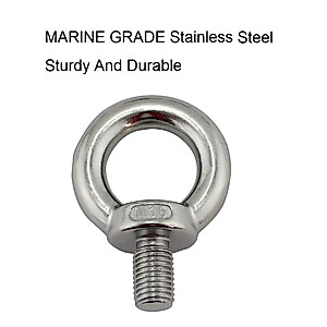 BOL-69071 2PCS Stainless Steel 304 JIS 1168 Thread Eye Bolt Rigging Hardware M5 M6 M8 M10 M12 Heavy Duty Hardened Steel Eye Bolt-(Dims: M8/ Type: Stainless Steel 304)