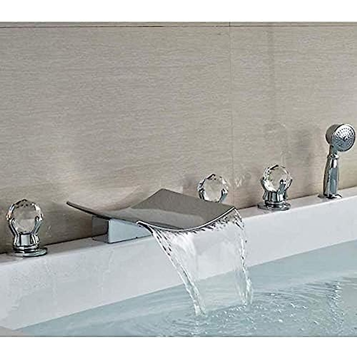 Kitchen Taps Kitchen Tap Faucet Deck Mounted Polish 5 Piece Bathtub Faucet with Handheld Shower Mixer Tap