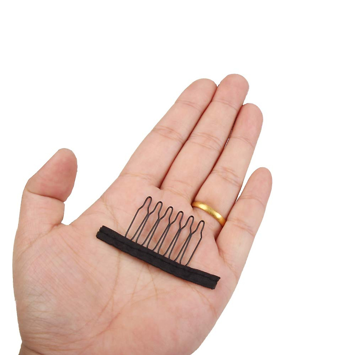 Wig Combs 60 Pcs Black Big Stainless Steel Wig Combs for Making Wigs Metal Wig Clips for Wig Caps Diy