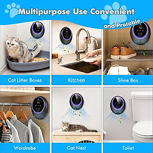 Advanced Cat Deodorizer for Litter Box, 99% Pets Odor Eliminator with 10000mAh Battery, Portable & Rechargeable Purifiers Deodorizer for Pets Litter Box Room Wardrobe Shoe Cabinet Toilet