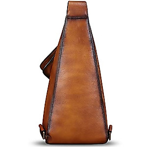 FEIGITOR Genuine Leather Sling Bag Retro Crossbody Sling Backpack Handmade Chest Shoulder Hiking Daypack Cycling Purse Fanny Pack (Brown)