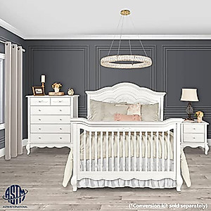 Evolur Aurora Deluxe Edition 5 in 1 Curved Convertible Crib I Fairytale Nursery, Frost, 58x32x54 Inch (Pack of 1)