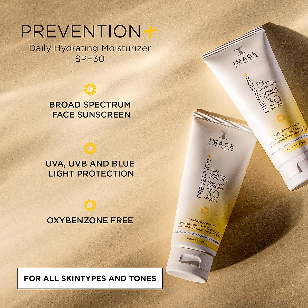 IMAGE Skincare, PREVENTION+ Daily Hydrating Moisturizer SPF 30, Zinc Oxide Face Sunscreen Lotion with Sheer Finish, Amazon Exclusive, 3.2 oz