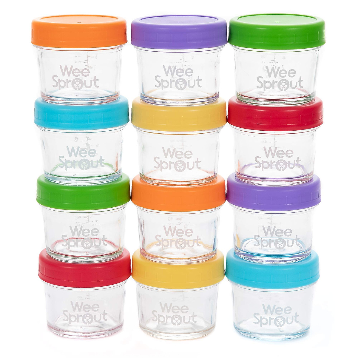 Bundle - 2 Items: WeeSprout 4 oz Glass Baby Food Jars and Small Baby Food Freezer Tray