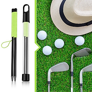 2 Pieces Golf Putting Aid String with Pegs Golf Putting String Guide Golf Putting Training Aid String Alignment Putting String Line Golf Putting Guide Line for Trainer Indoor Practice, Green