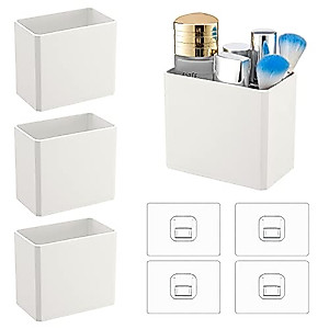CINPIUK Floating Shelves Plastic Adhesive Wall Mounted Organizer Bins Makeup Storage Hanging Shelf Space Saving Holders for Bathroom, Shower, Kithcen, Office, 4pcs