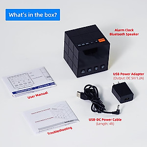 Loud Alarm Clock Bluetooth Speaker with Crystal-Clear Sound, Rich Bass, Dimmable LED Display, Small Bedside Digital Clock for Bedroom | Super Loud Alarm Clock for Heavy Sleepers, Adults, Teens - Black