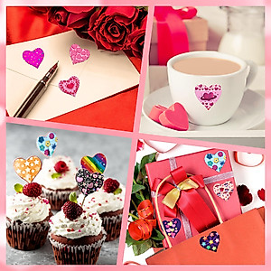 Fun Little Toys 1000PCS Valentine Heart Stickers for Kids, 1.5in Valentine's Day Colorful Red Love Decorative Decals Labels Art Craft Cards Envelopes Wedding Party Decorations Supplies