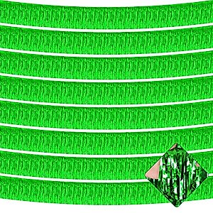10 Pack 10 Feet Foil Fringe Garland Metallic Tinsel Streamers Banner Wall Hanging Curtain Backdrop for Parade Floats, Bachelorette, Wedding, Birthday, St Patrick Day, Party Decorations(Green)