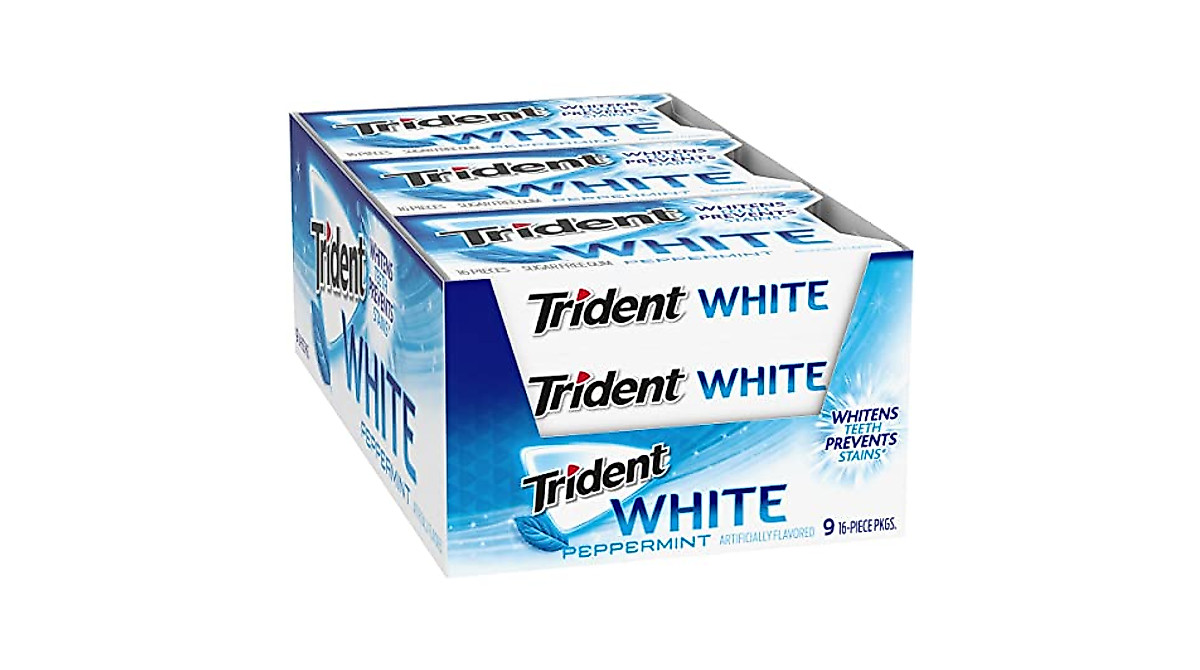 Trident White Peppermint Sugar Free Gum - Fresh Breath and Whiten Teeth
