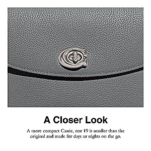 COACH Polished Pebbled Leather Cassie Crossbody 19, Grey Blue