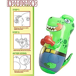 Inflatable T-Rex Dinosaur Bopper 47 Inches, Bop Bag Inflatable Punching Toy, Kids Punching Bag with Bounce-Back Action, Inflatable Punching Bag for Kids