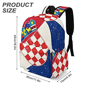 Florally Novelty Backpack Casual Anti-Theft Laptop Backpack Compatible with Croatian Grunge Flag, Lightweight Outdoor Shoulder Daypack Great Gift for Men Women