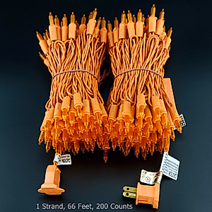 YULETIME Orange LED Christmas Lights, 66 Feet, 200 Count, UL Certified, Commercial Grade, Indoor/Outdoor Use