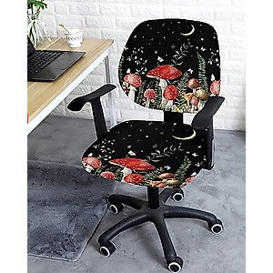 Big buy store Office Chair Cover Mushroom Flowers Butterfly Desk Chair Cover Stretch Elastic Universal Computer Chair Covers Green Leaves Stars Moon Stretch Rotating Chair Slipcovers Protectors
