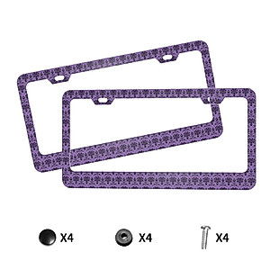 Haunted The Mansion License Plate Frames Cars Decor Universal Car Accessories Fits Standard US Vehicles for Women Men with 2 Holes with Black Screw Caps Pack 2