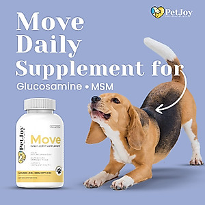 PetJoy - Move Joint Health Supplement | Maximum Strength Joint Support Plus MSM, Glucosamine, Chondroitin | Aging, Hip Dysplasia, & Arthritis Relief | Restore Hip and Joint Tissue | 60 Count Soft Chew
