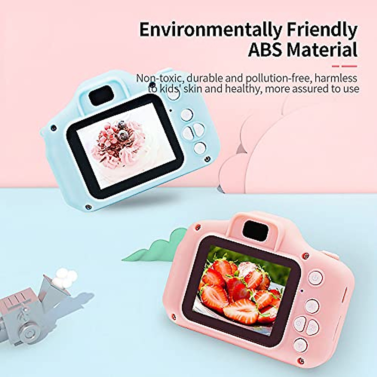 dsfen X2 Mini Kids Camera 2 inch HD Color Display Rechargable Mini Camera Video Camera Lovely Camera with 32GB Memory Card Pink