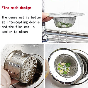 SunnySam 3pcs Stainless Steel Kitchen Sink Filter, Sink Drain Filter, Garbage Filter, Floor Drain, Hair Anti-Plugger, Suitable for Kitchen Sink, Bathroom Sink, etc. (Silver)