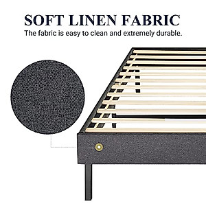 Allewie Full Size Upholstered Platform Bed Frame/Wood Slats Support/Low Profile Bed Frame/No Box Spring Needed/Easy Assembly/Dark Grey