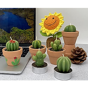 12pcs Cactus Tealight Candles Bridal Shower Gifts Boho Mexican Party Decorations Succulent Candle Mini Tea Light Baby Shower Favors Novelty Fiesta Terrarium Plant Candles Bulk
