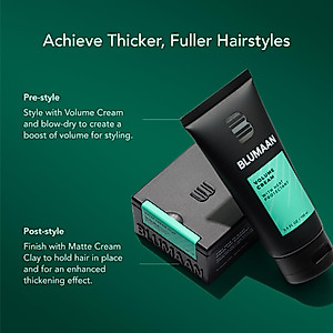 BluMaan Volume Cream - Adds Enhanced Volume for Fine, Flat & Thin Hair - Heat Protecting Formula - Thickening Effect for Thinning Hair - Volumizing Styling Cream for Men & Women - 3.4 oz