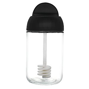 Honey bottle，Glass honey jar，with Spoon Lid ，8.5oz (black)