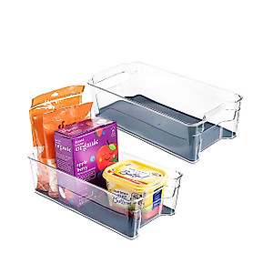 SIMPLEMADE Clear Refrigerator Organizer Bins - Clear Bins for Fridge, Containers for Fridge and Freezer, Multipurpose Storage for Kitchen, Office, Bathroom, Pack of 2 (6.3" x 12.6")