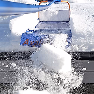 Snow Roof Rake by Avalanche! Original 750 with Slide Material: Easy Snow Removal for Metal, Cedar Shake, Tile, Architectural Shingled Roofs and Solar Panels. 17 Inch Wide, 16 Feet Long, 3 Inch Wheels