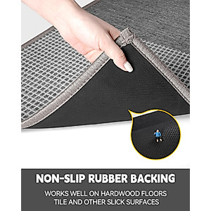 Hargiis Kitchen Mat 2PCS, Rubber Non-Skid Kitchen Rugs Washable, Absorbent Runner Mat for Floor, Machine Washable Mats for in Front of Sink, Door, Laundry, Entrance, Home (Grey, 47"×17"+32"×17")
