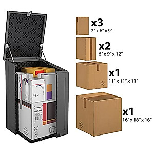 CoscoProducts COSCO 88333BGY1E BoxGuard Large Lockable Package Delivery and Storage Box, 6.3 cubic feet, Black/Grey