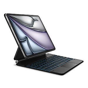Magnetic Keyboard Case for iPad Pro 12.9-inch (6th, 5th, 4th, 3rd Generation - 2022, 2021, 2020, 2018) with Trackpad Magic Type Keyboard 7-Color Backlit Slim Wireless Keyboard, Pearl White