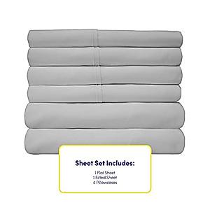 Queen Sheets Silver - 6 Piece 1500 Supreme Collection Fine Brushed Microfiber Deep Pocket Queen Sheet Set Bedding - 2 Extra Pillow Cases, Great Value, Queen, Silver