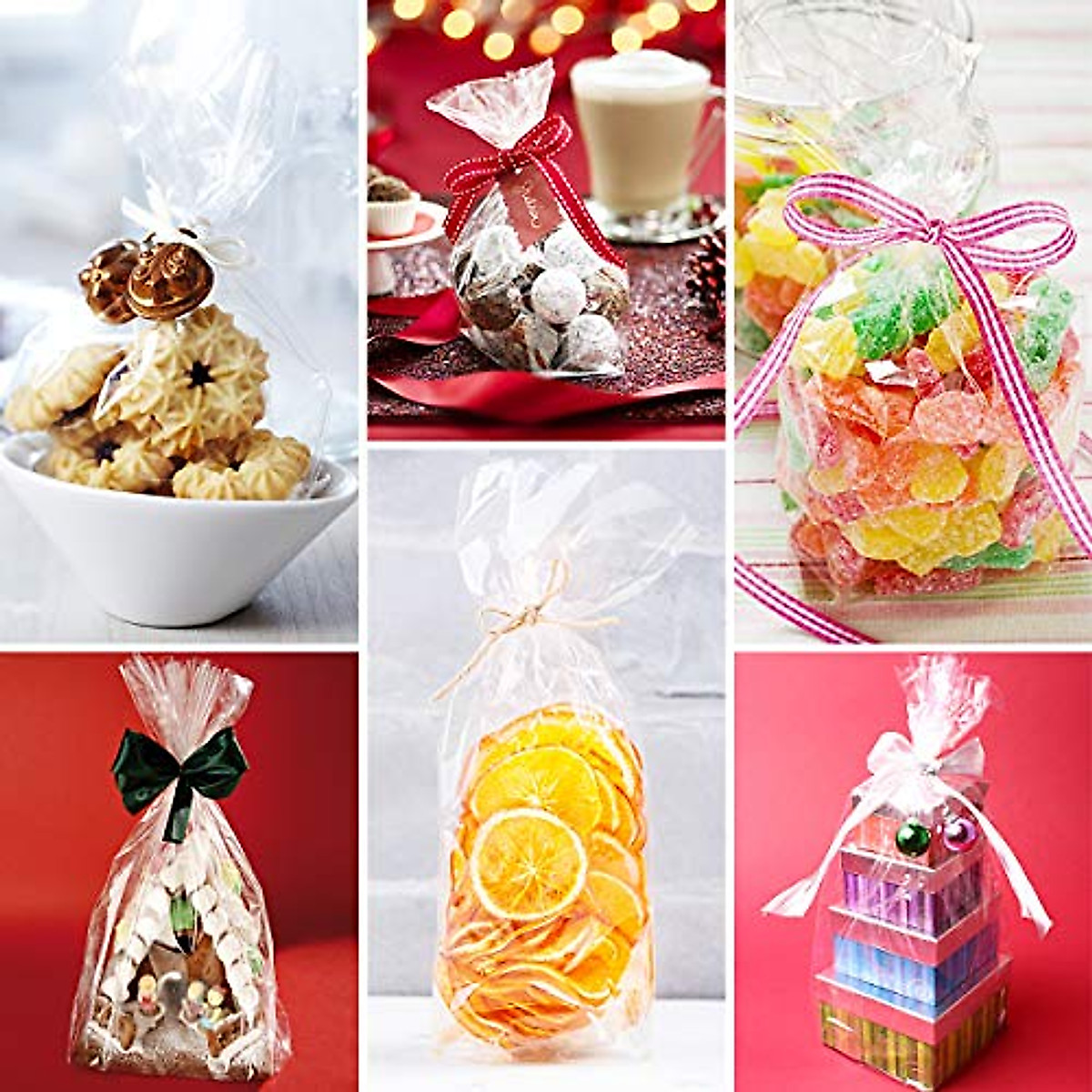 Cabilock Clear Cellophane Wrap Roll 17 in ×100 ft 2 Rolls Cellophane Wrapping Paper for Favor Gift Baskets Flowers Arts & Crafts Treats