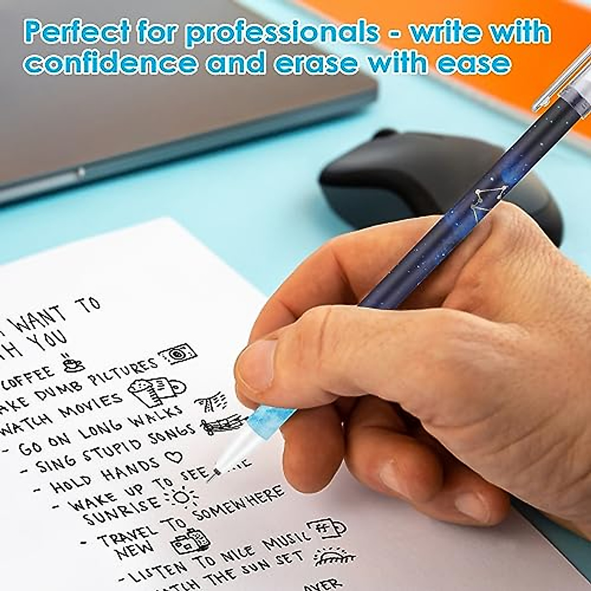 cobee 12PCS Constellation Erasable Gel Pens, 0.5mm Fine Point Gel Ink Pens, Smooth Writing for School Office Home