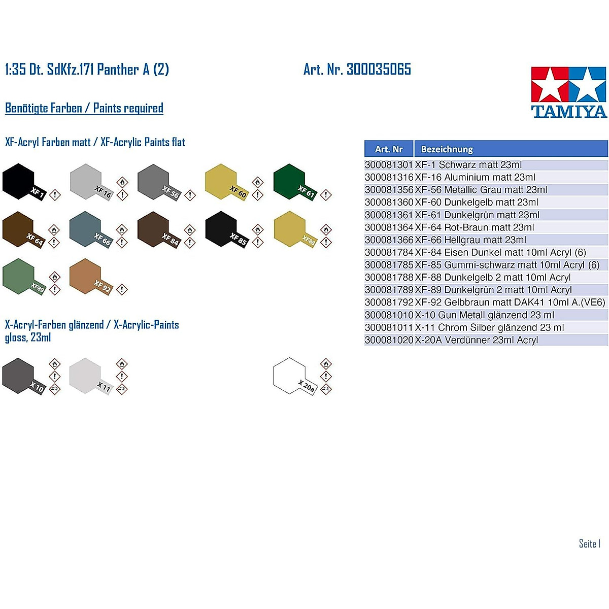 Tamiya Models German Pzkfw V Panther Ausf A Model Kit