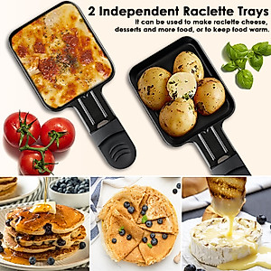 Raclette Grill, Korean BBQ Grill Electric Grill Indoor, 2 in 1 Electric Griddle Nonstick with 2 Raclette Cheese Pans, Smokeless Indoor Grill Temperature Control Ideal for Family and Party Fun