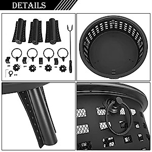 Outdoor Fire Pits for Outside Firepit Wood Burning Fire Pit, 26 Inchs Portable Outdoor Fireplace Fire Pit Bowl for Outdoor Outside Camping Patio Garden Backyard, Black-A