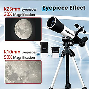 ESSENWI 70mm Refractor Telescope: 2 Eyepieces, Phone Adapter & Tripod. Fully-Coated Glass Optics for Beginners, Kids & Adults - Portable Travel Telescope.