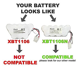 XBT1106N SV1110 Shark Battery 10.8v 2000mAh Ni-MH SV1106N SV1110N SV11O6N SV116N Floor and Carpet Sweeper Replacement