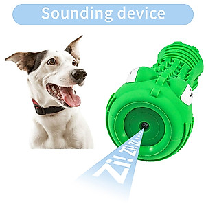 Prokei Dog Chew Toys, Durable Squeaky Dog Toys for Aggressive Chewers, Alligator Head Rubber Teething Toy, Interactive Dog Toys for Medium Large Breed Size, Milk Flavor