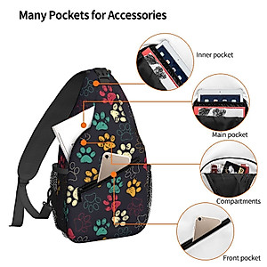 NiuKom Dog Cat Paw Crossbody Bags for Women Trendy Sling Backpack Men Chest Bag Gym Cycling Travel Hiking Daypacks