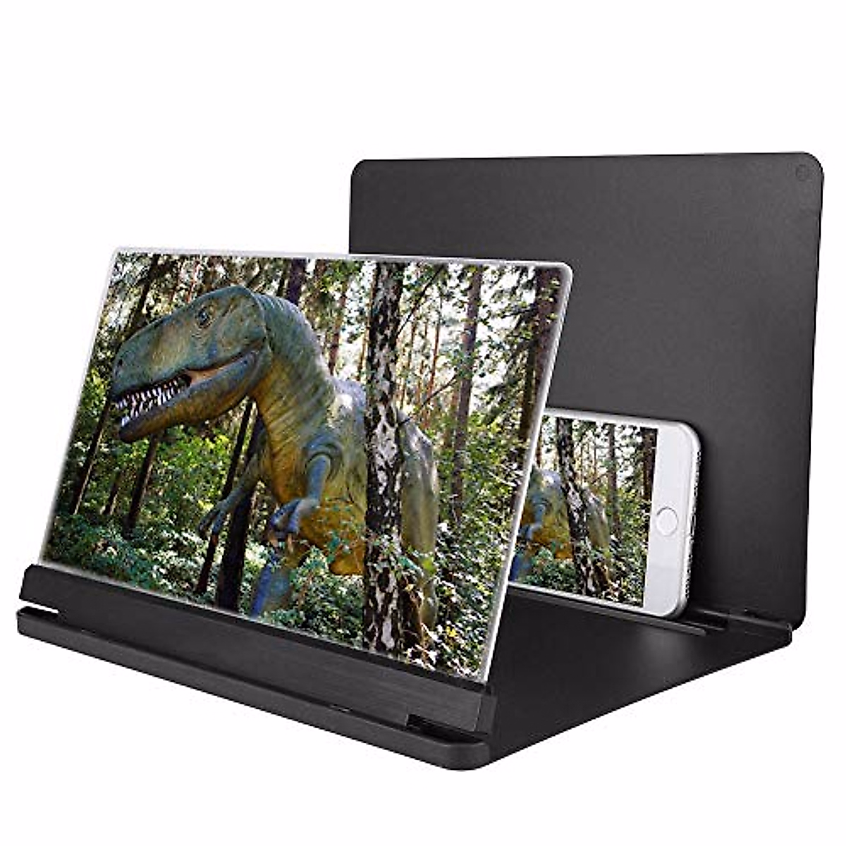 Universal Mobile Phone Screen Magnifier,Portable 12 inches 4~6 Times Zooming Folding Phone Holder Stand Bracket Optical Magnification Cellphone Magnifier for Movies,Videos