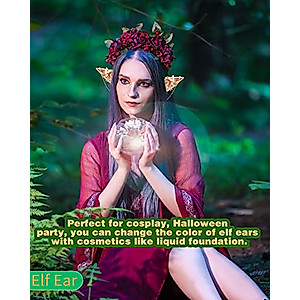 Hikkcos 3Pcs Elf Ears with Piercings Earrings Cosplay Fairy Pixie Ears Halloween Fairy Ears Soft Pointed Elf Ears Pearls Earring with Chains for Fairy Dress Up Accessories