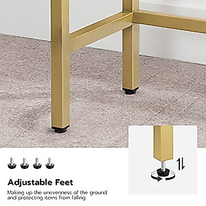 HOOBRO 39.4" Console Table, Tempered Glass Sofa Table, Modern Entryway Table, Metal Frame, for Entrance, Living Room, Hallway Bedroom, Gold GD01XG01