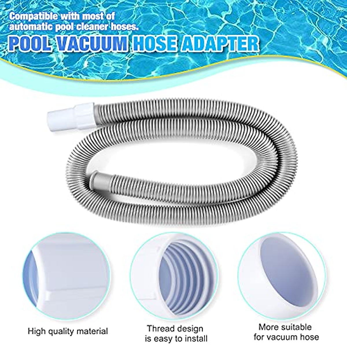 1-1/2 Inch Pool Vacuum Hose Cuff Swimming Pool Replacement Cuff Vacuum Hose Threaded Cuff Pool Cleaning Tools Accessories for Spiral Wound Vacuum Hose Repair Hose Ends Connect Vacuum Head (4 Pieces)
